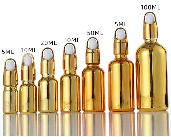 Durable Gold Glass Containers Travel Portable Small Gold Silver Dropper ...