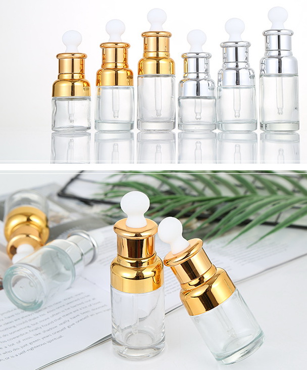 Transparent Glass Bottles Containers With Rubber Dropper Head Emulsion ...